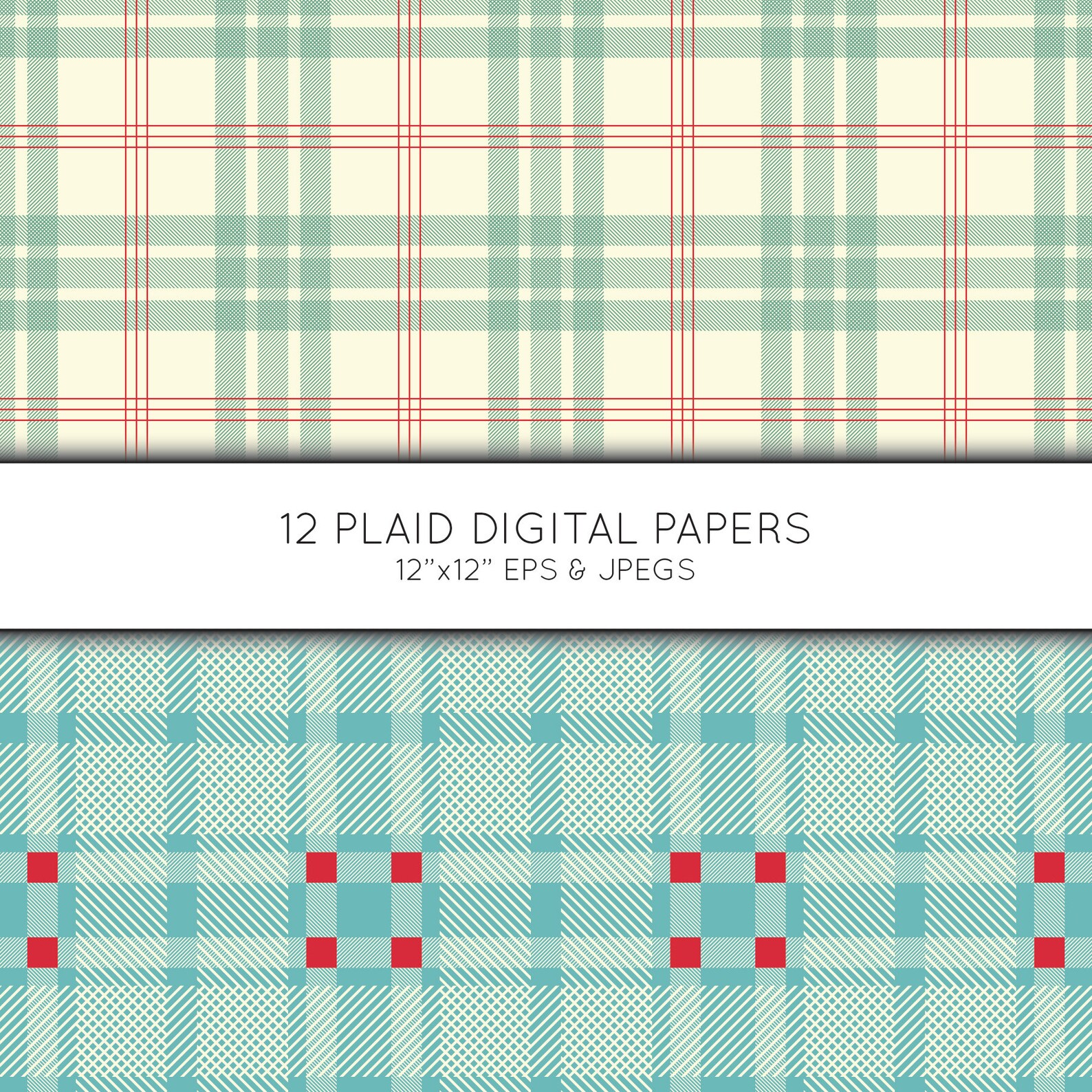 Plaid Digital Paper, Buffalo Plaid Scrapbook Paper, Check Digital Paper ...