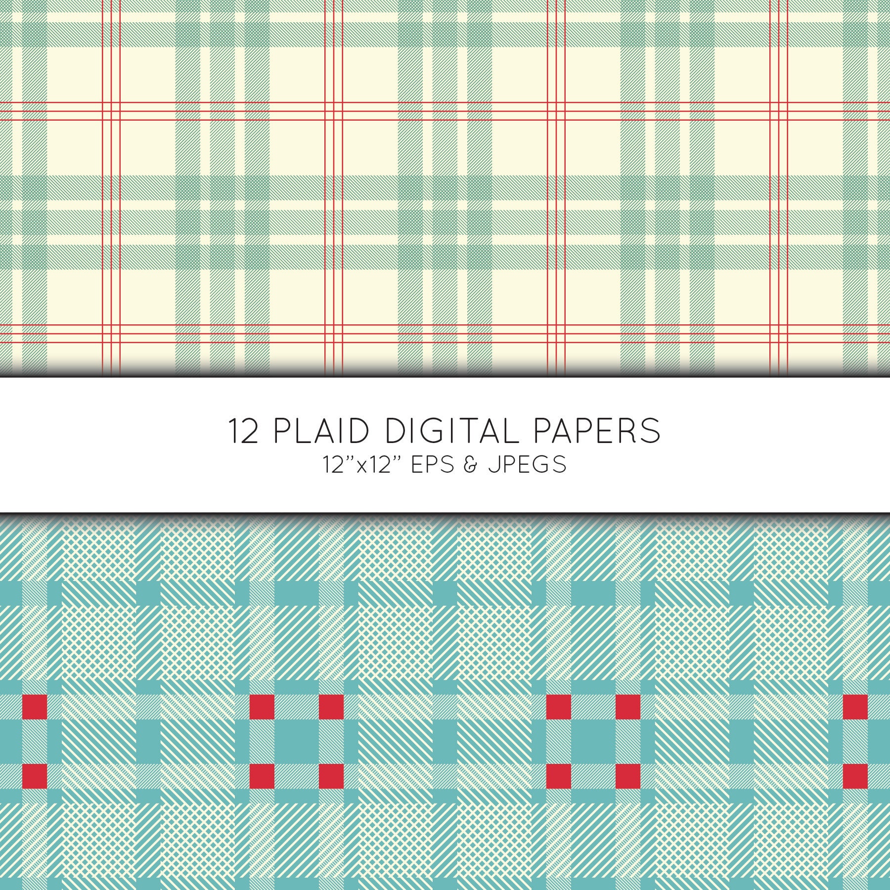 Plaid Digital Paper Buffalo Plaid Scrapbook paper check | Etsy