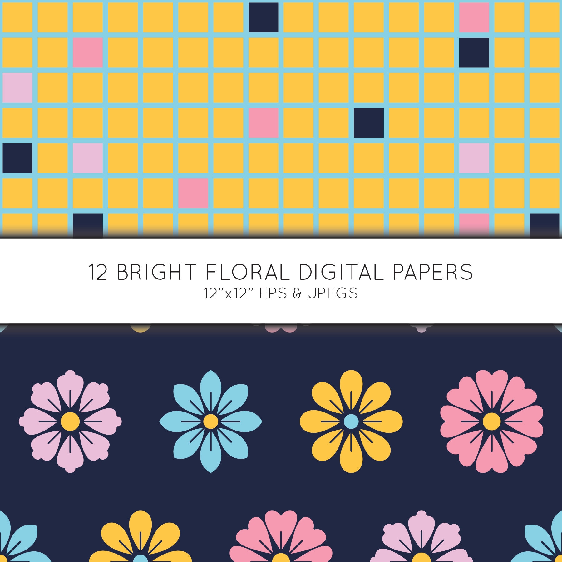 Floral Digital Paper Geometric Scrapbook Paper Digital Paper - Etsy