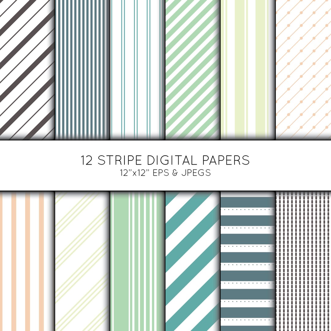 Stripe Digital Paper, Striped Scrapbook Paper, Stripes Digital Paper ...