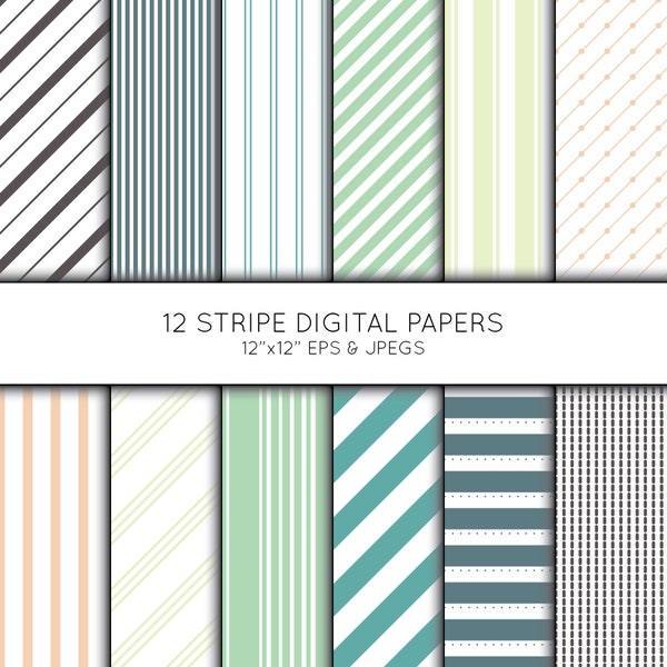 Stripe Digital Paper - Etsy