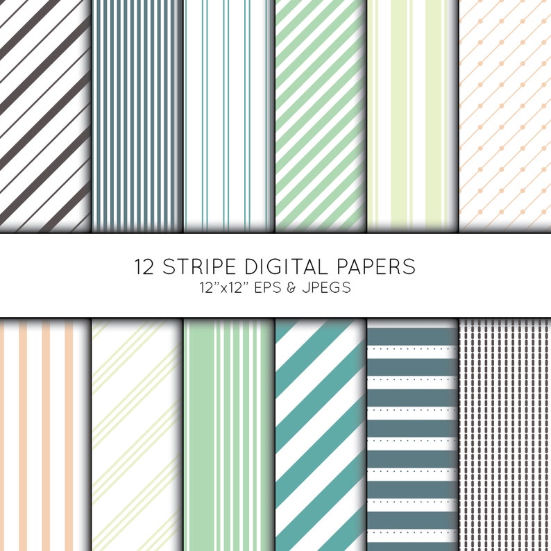 Stripe Digital Paper Striped Scrapbook Paper Stripes Digital - Etsy