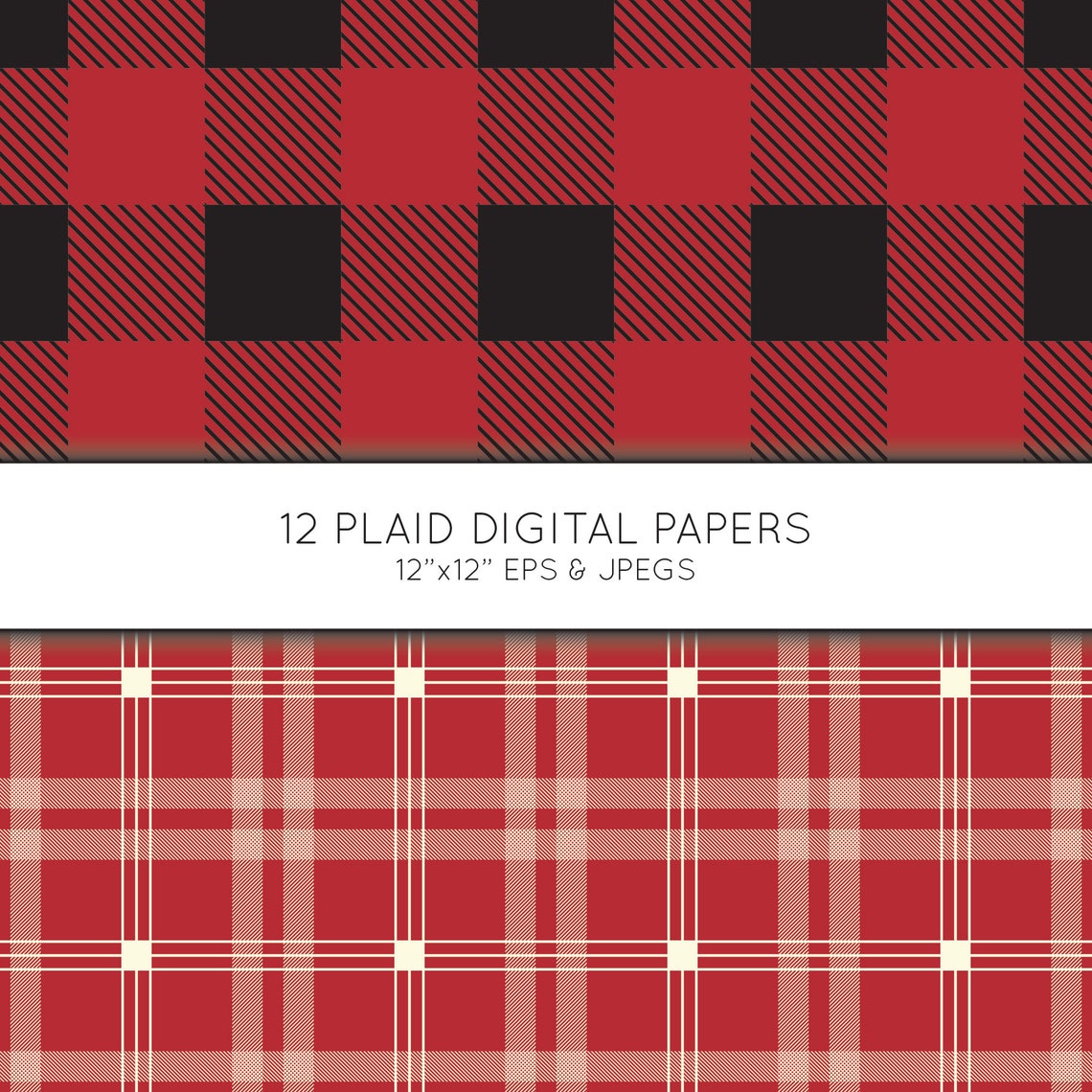 Plaid Digital Paper Buffalo Plaid Scrapbook Paper Check | Etsy