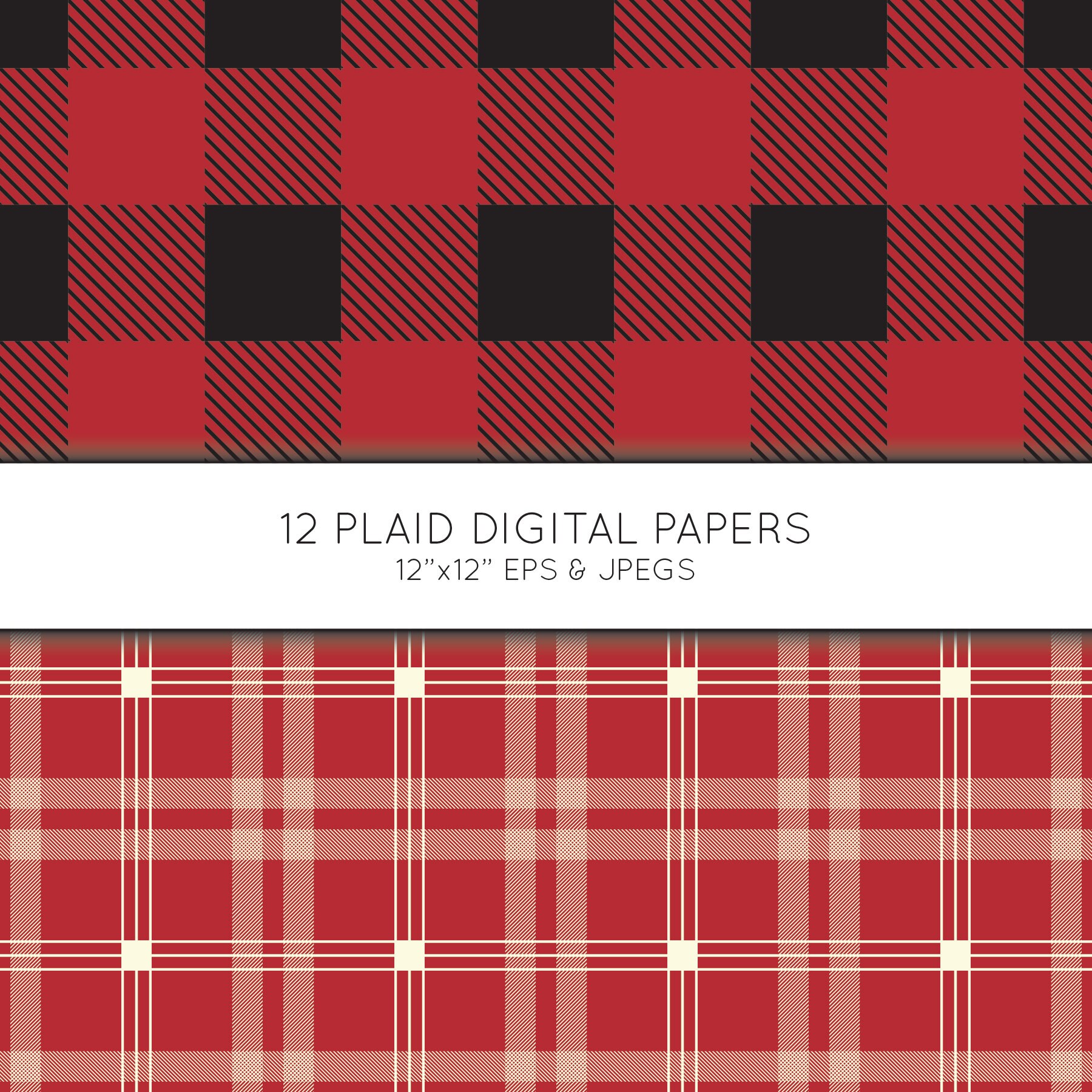 Plaid Digital Paper Buffalo Plaid Scrapbook Paper Check | Etsy