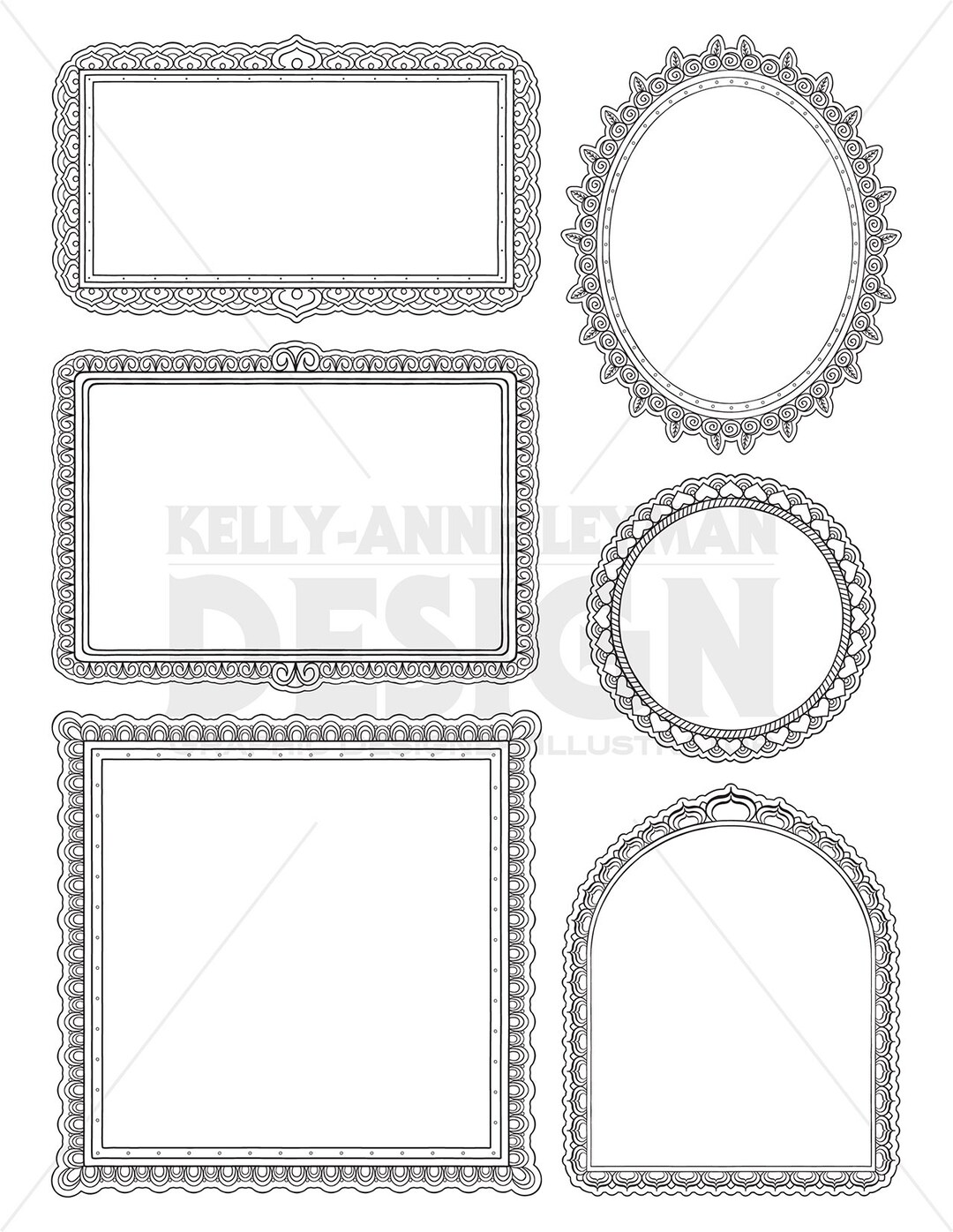Doodle Digital Frames Clipart, Digital Labels Clip Art Set, Hand Drawn ...
