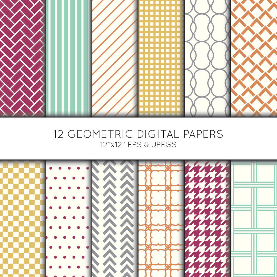 Geometric Digital Paper, Geometric Scrapbook Paper, Digital Paper Pack ...