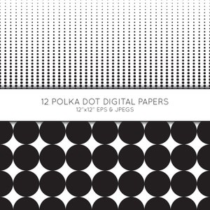 Dot Digital Paper, Polka Dot Scrapbook Paper, Black and White, Dot ...