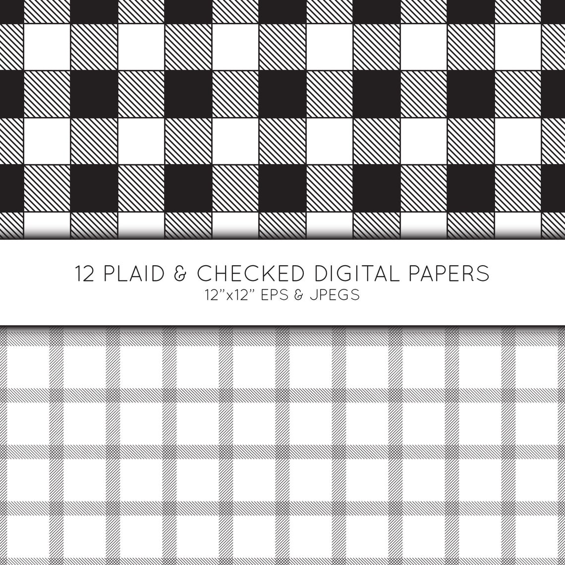 Plaid Digital Paper Buffalo Plaid Scrapbook Paper Check | Etsy