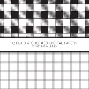 Plaid Digital Paper, Buffalo Plaid Scrapbook Paper, Check Digital Paper ...
