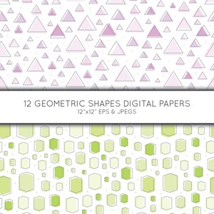 Geometric Digital Paper, Geometric Scrapbook Paper, Digital Paper Pack ...