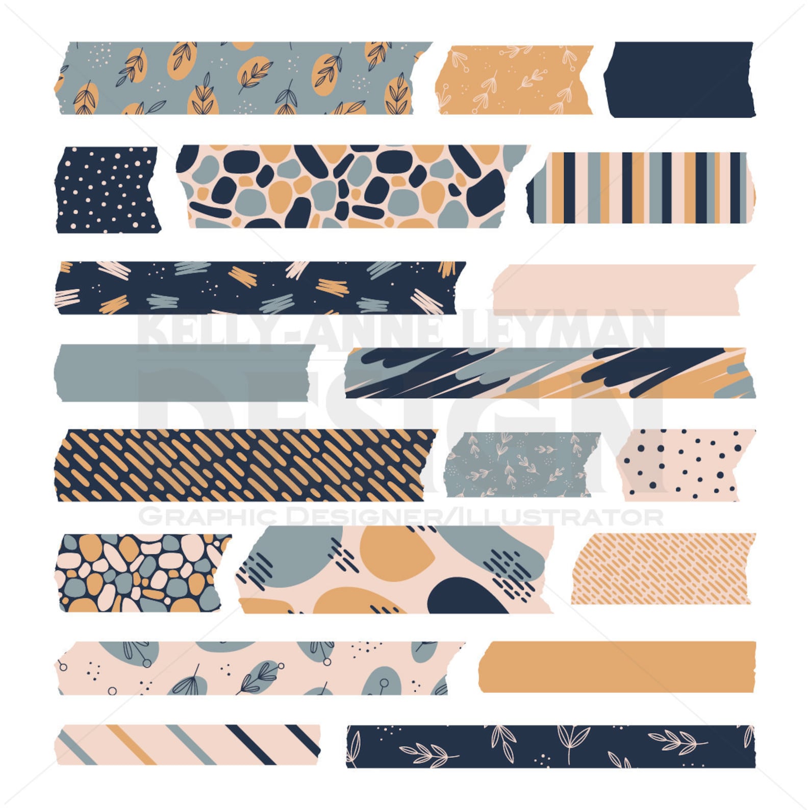 Digital Washi Tape Clipart, Printable Washi Tape, Modern, Abstract ...