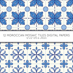 Blue Tile Scrapbook Paper, Digital Paper Pack, Moroccan, Italian ...