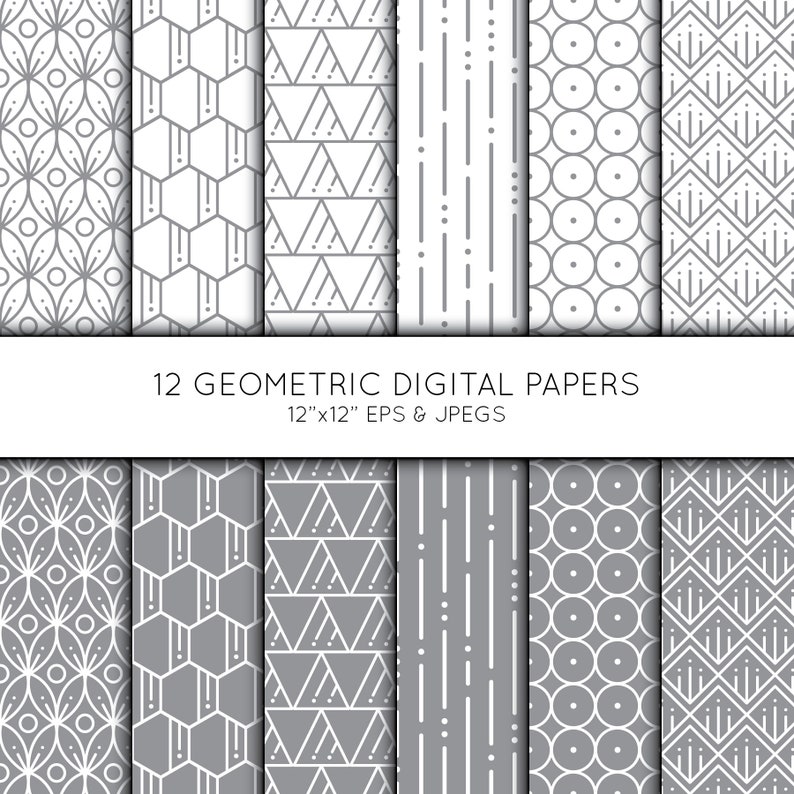 Geometric Digital Paper Geometric Scrapbook Paper Digital - Etsy
