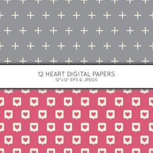 Valentine Digital Paper, Heart Scrapbook Paper, Heart Digital Paper ...