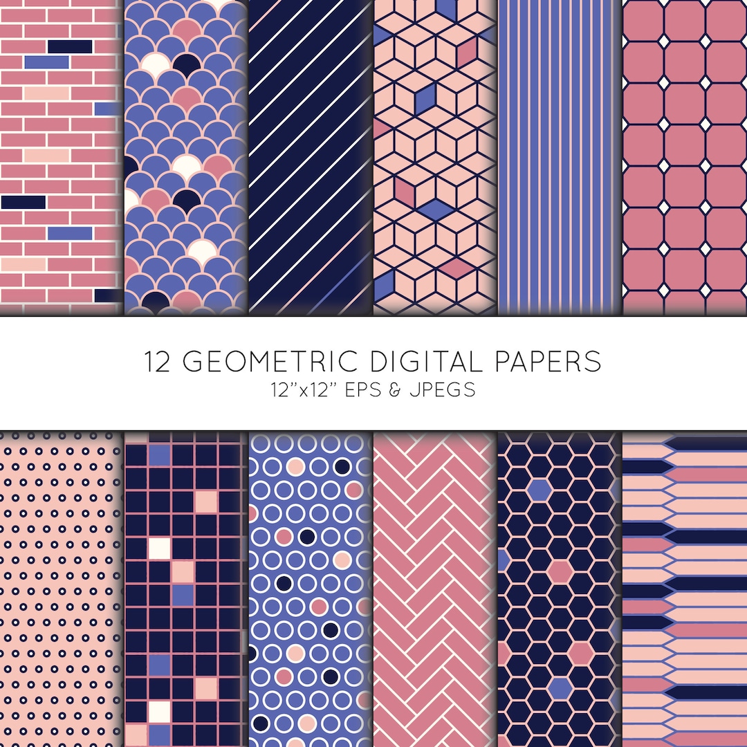 Geometric Digital Paper, Geometric Scrapbook Paper, Digital Paper Pack ...