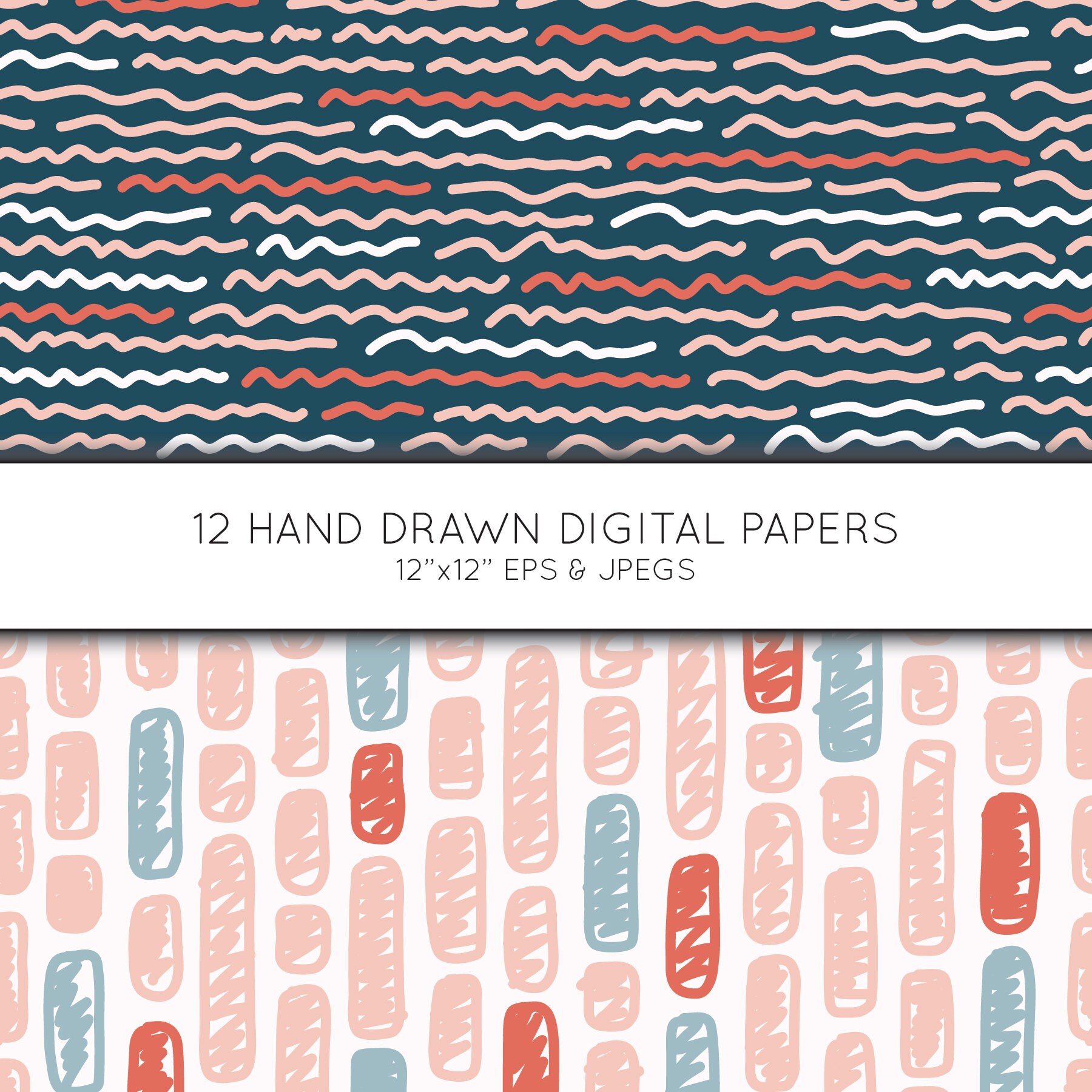 Hand Drawn Scrapbook Paper Doodle Digital Paper Minimalist - Etsy