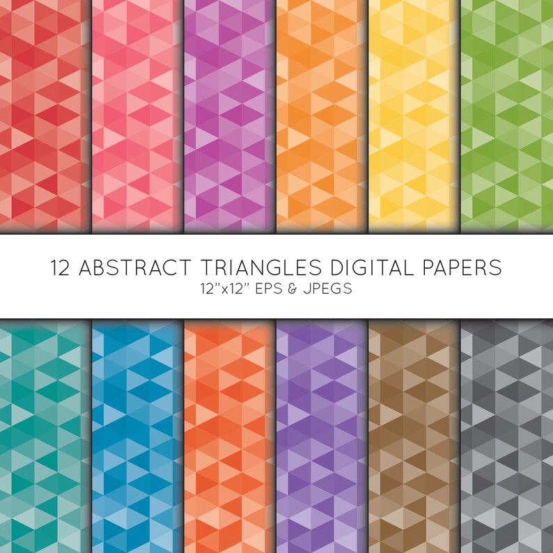 Geometric Digital Paper, Triangle Scrapbook Paper, Digital Paper Pack ...