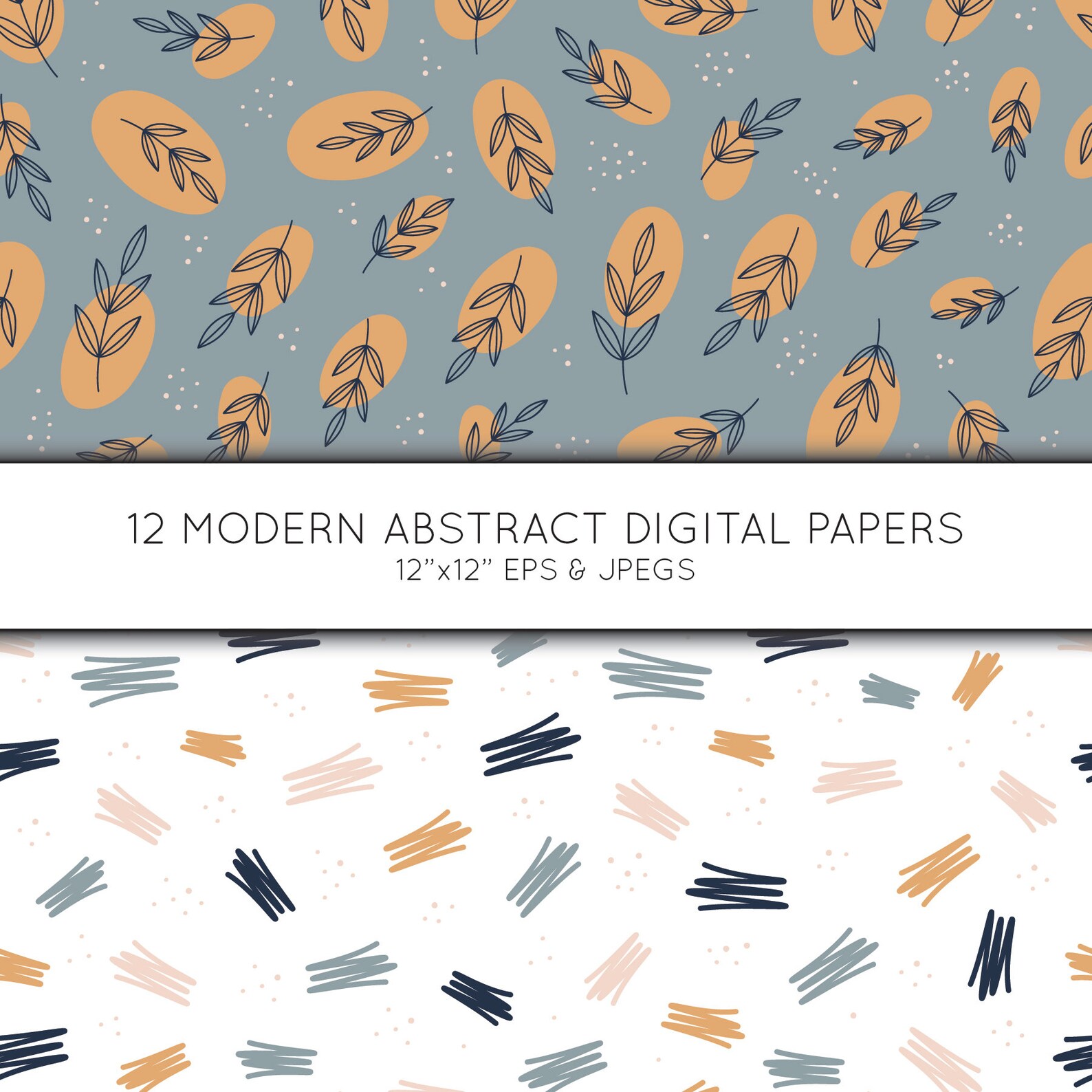 Abstract Digital Paper, Modern Scrapbook Paper, Boho Digital Paper Pack ...