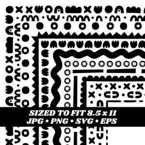 Frames Clipart, Border Clipart, 8.5 X 11, Floral, Hand Drawn, Doodle ...