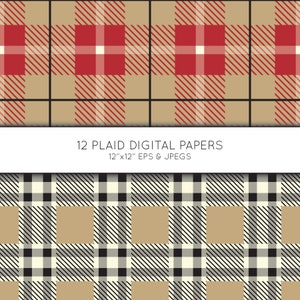 Plaid Digital Paper, Buffalo Plaid Scrapbook Paper, Check Digital Paper ...