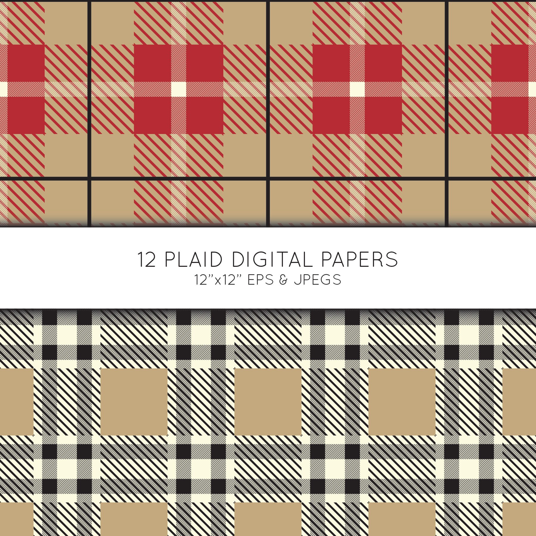 Plaid Digital Paper Buffalo Plaid Scrapbook Paper Check | Etsy