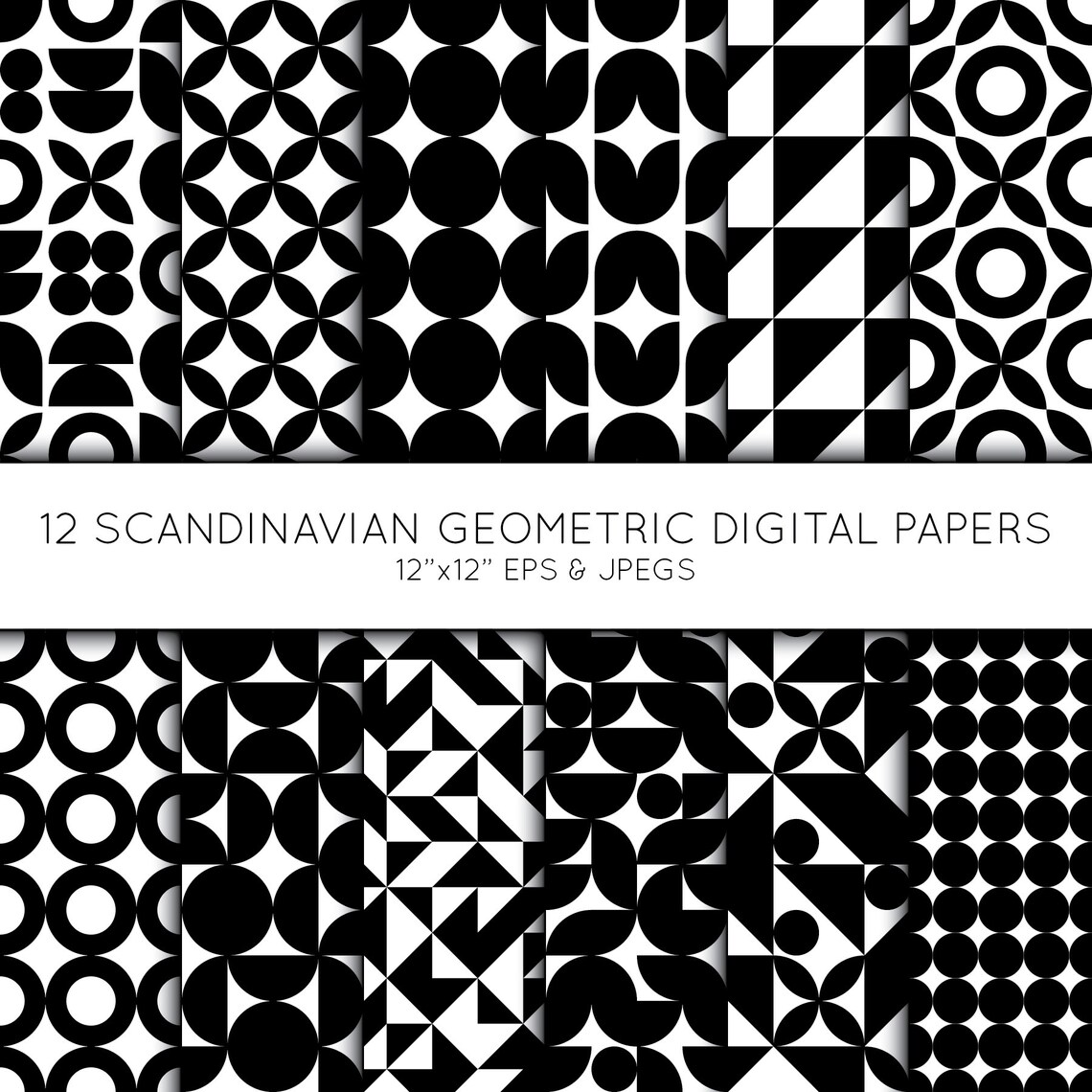 Scandinavian Digital Paper Geometric Scrapbook Paper Digital - Etsy