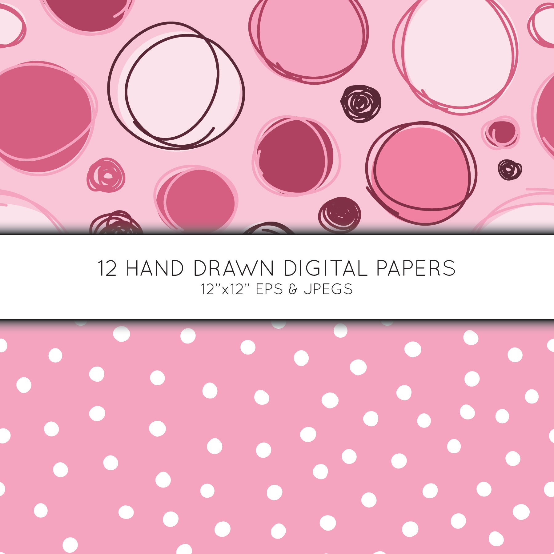 Abstract Digital Paper, Hand Drawn Modern Scrapbook Paper, Digital ...