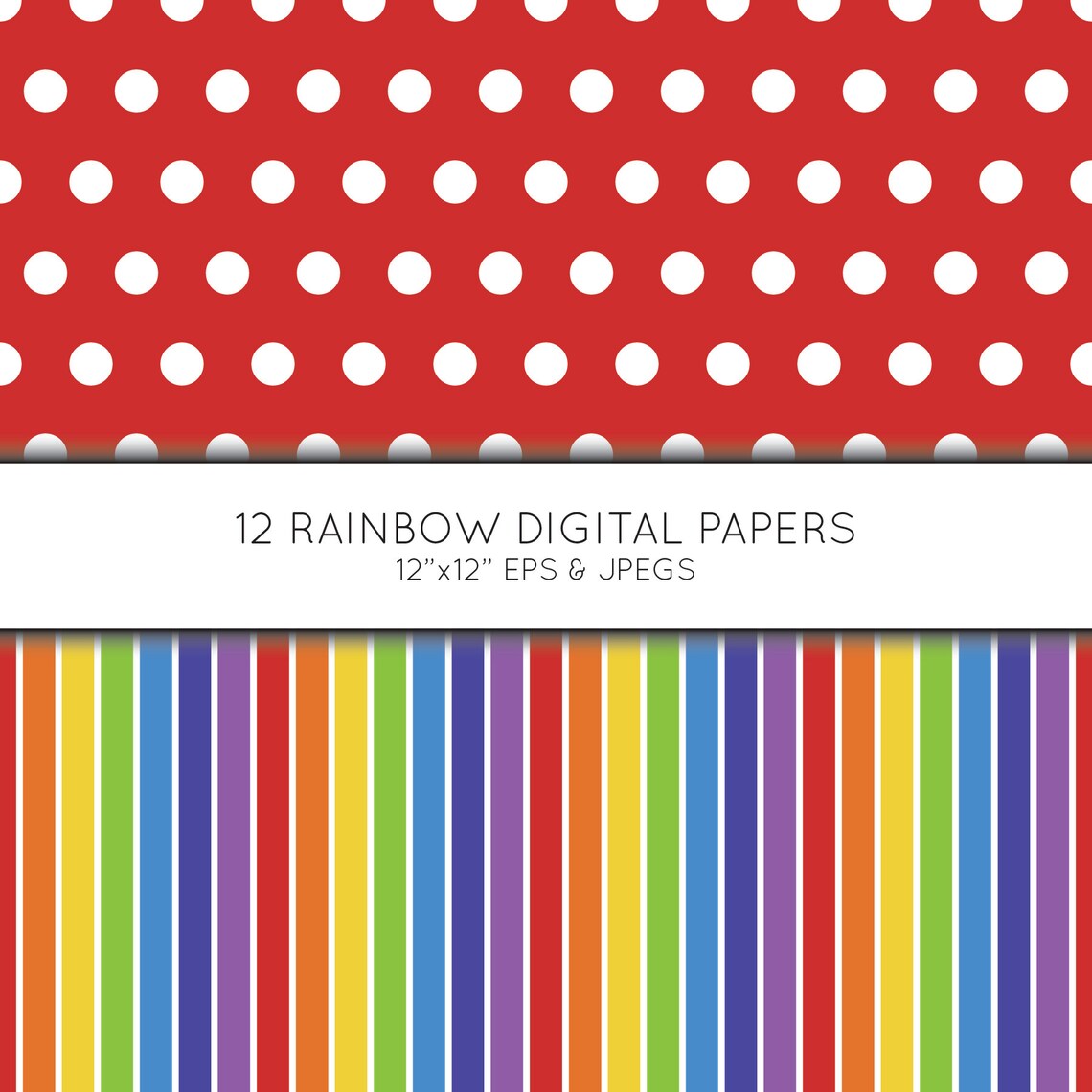 Rainbow Digital Paper, Geometric Scrapbook Paper, Digital Paper Pack ...