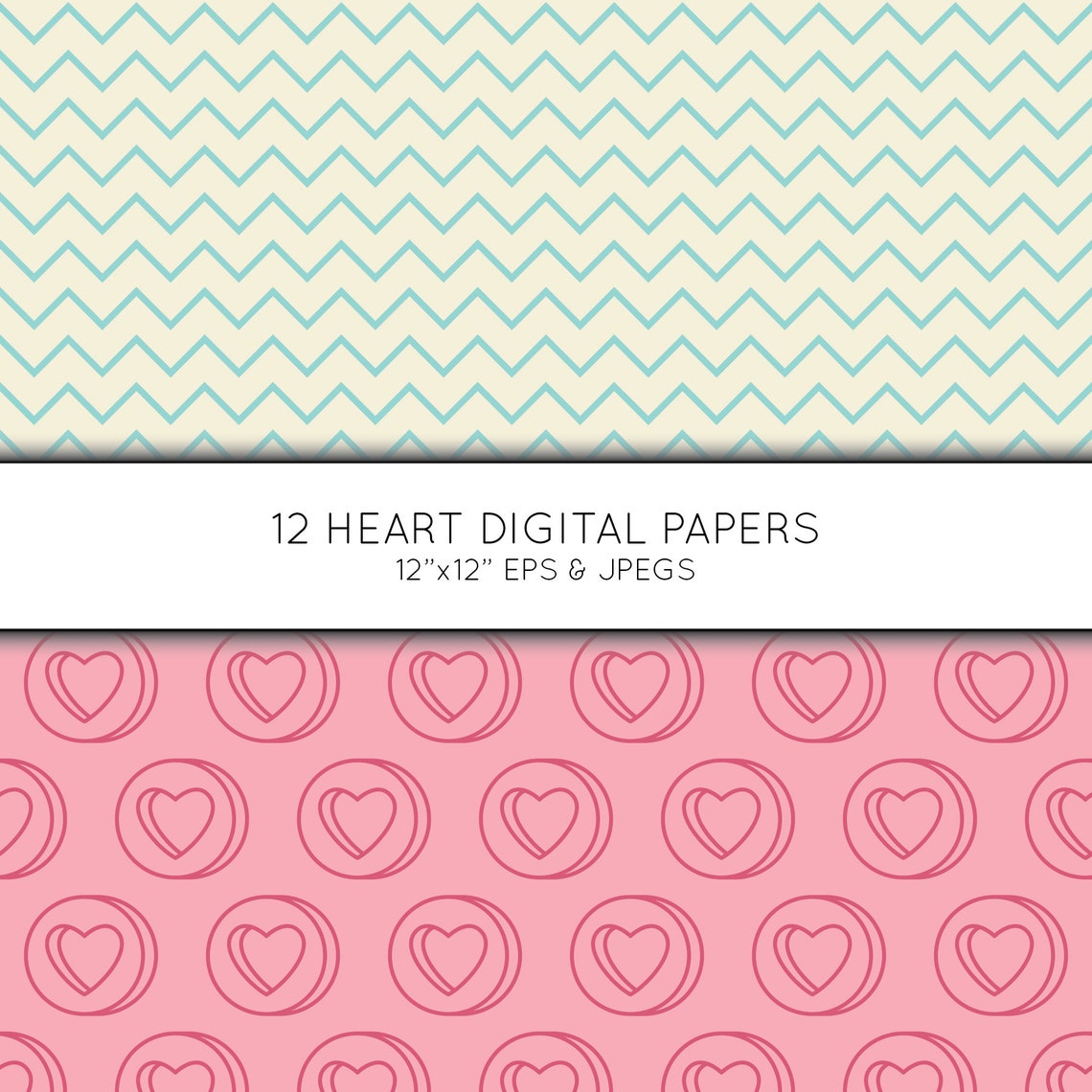 Valentine Digital Paper, Heart Scrapbook Paper, Heart Digital Paper ...