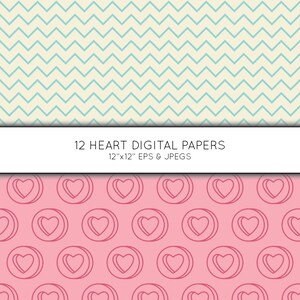 Valentine Digital Paper, Heart Scrapbook Paper, Heart Digital Paper ...