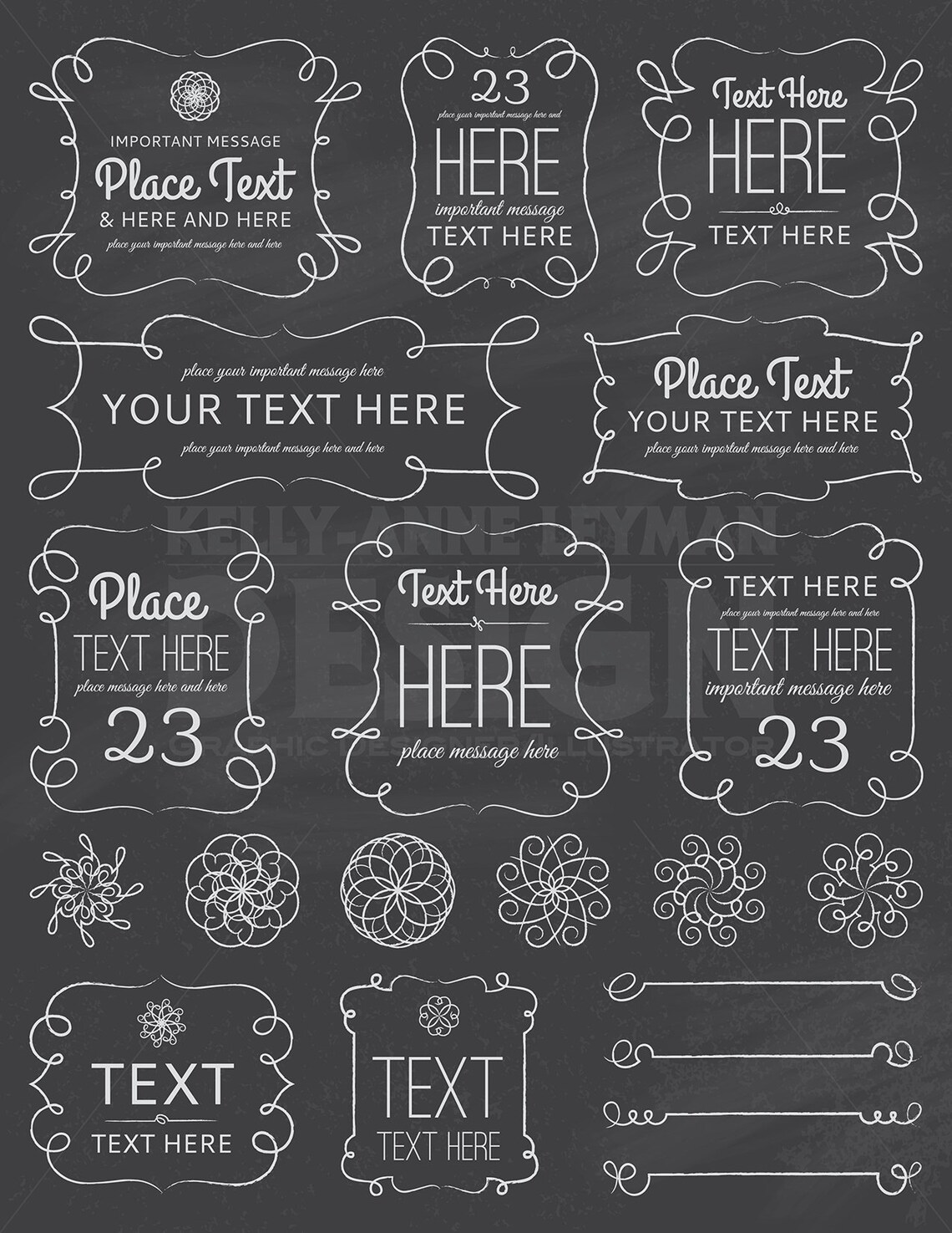 Chalkboard Swirl Digital Frame Digital Label Clip Art - Etsy