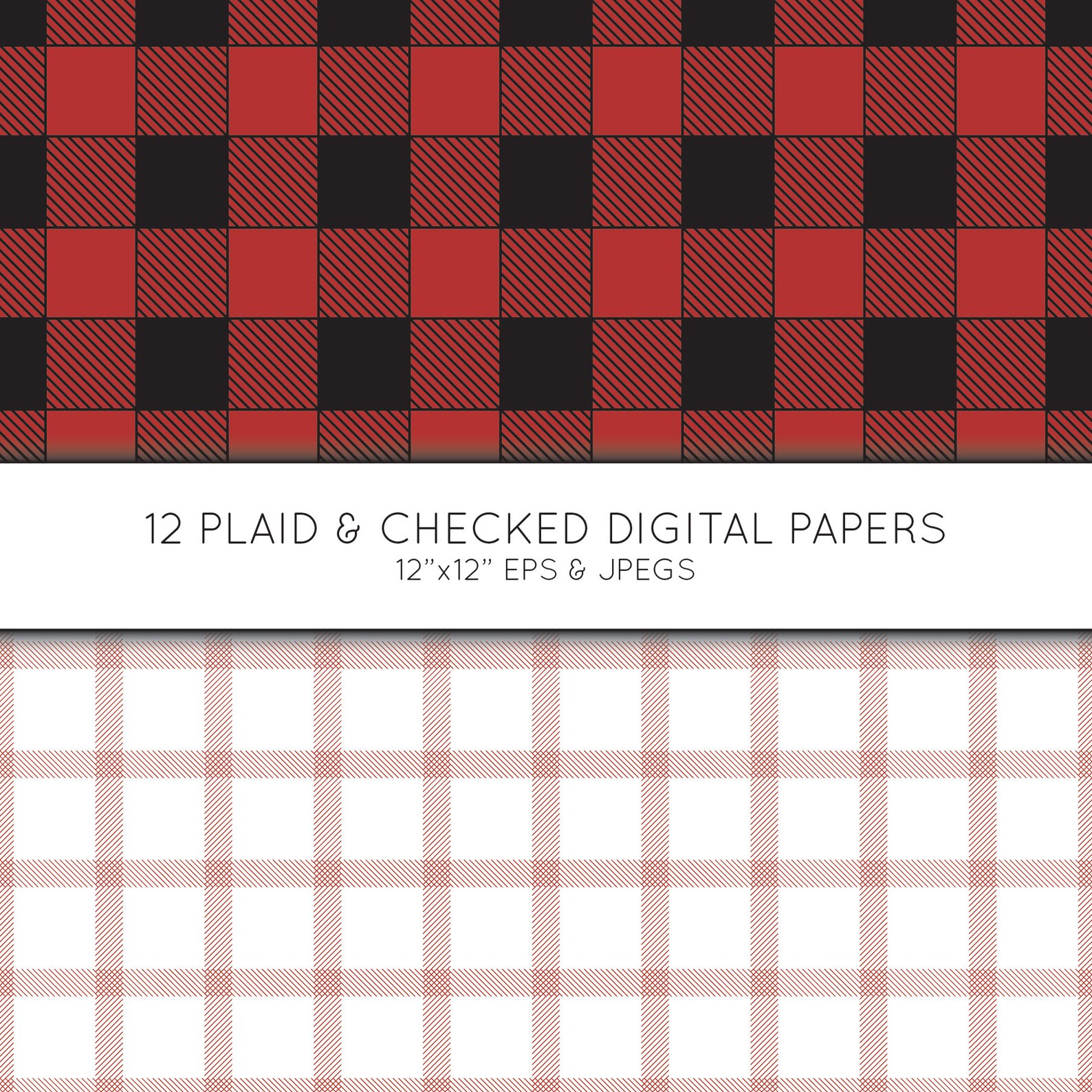 Plaid Digital Paper Buffalo Plaid Scrapbook Paper Check - Etsy
