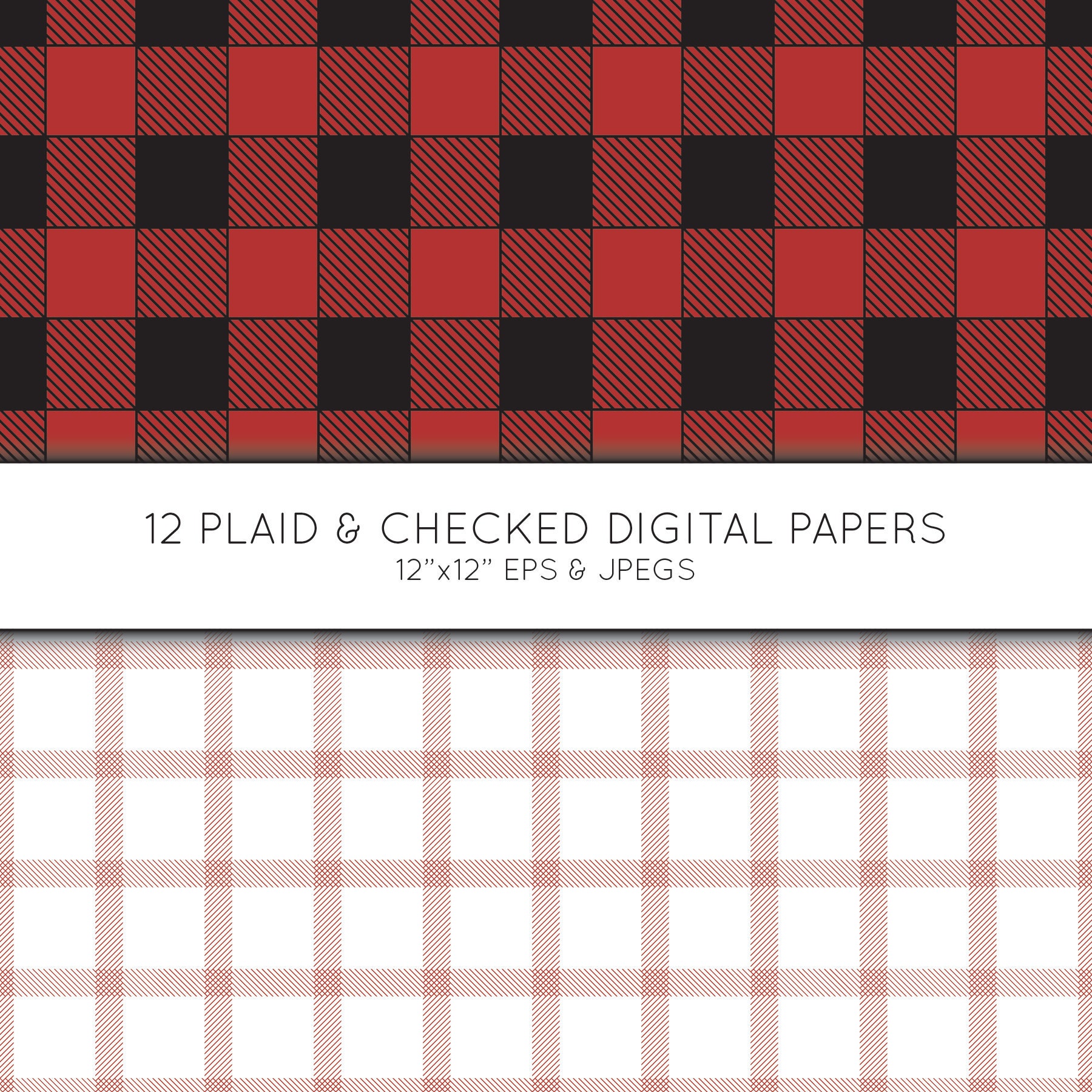 Plaid Digital Paper Buffalo Plaid Scrapbook Paper Check - Etsy