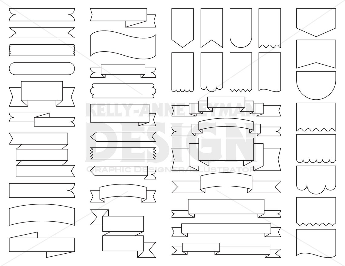 Digital Ribbons Clipart Digital Labels Digital Banner Clip - Etsy