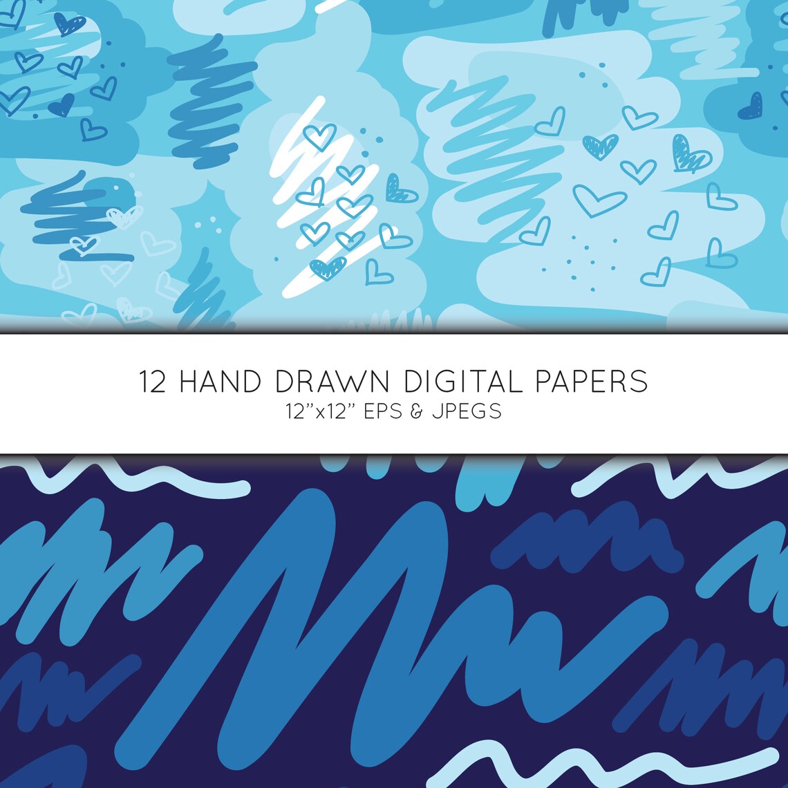 Abstract Digital Paper Hand Drawn Modern Scrapbook Paper - Etsy