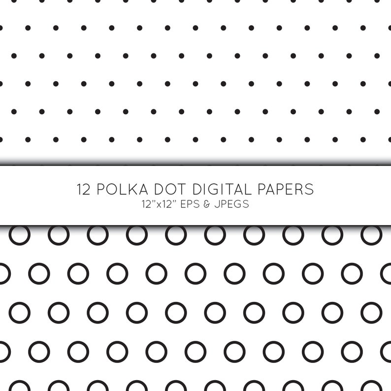 Dot Digital Paper, Polka Dot Scrapbook Paper, Black and White, Dot ...