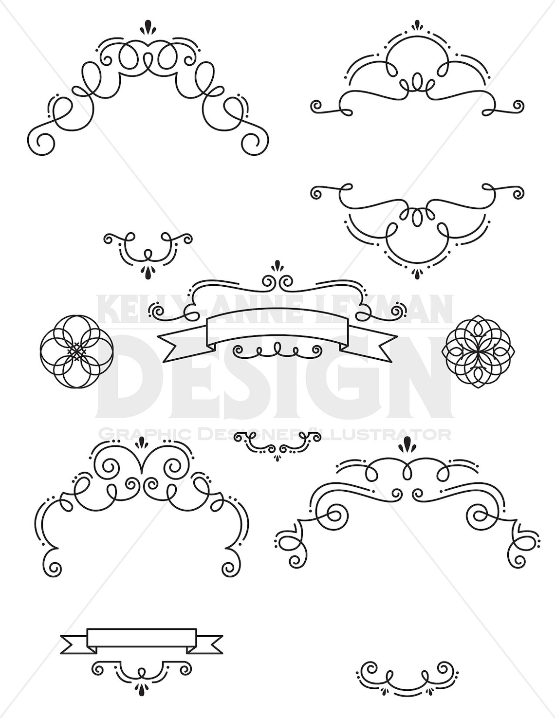 Swirl Digital Labels Clipart Set Digital Frames Digital - Etsy