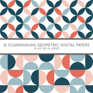 Scandinavian Digital Paper, Geometric Scrapbook Paper, Digital Paper ...