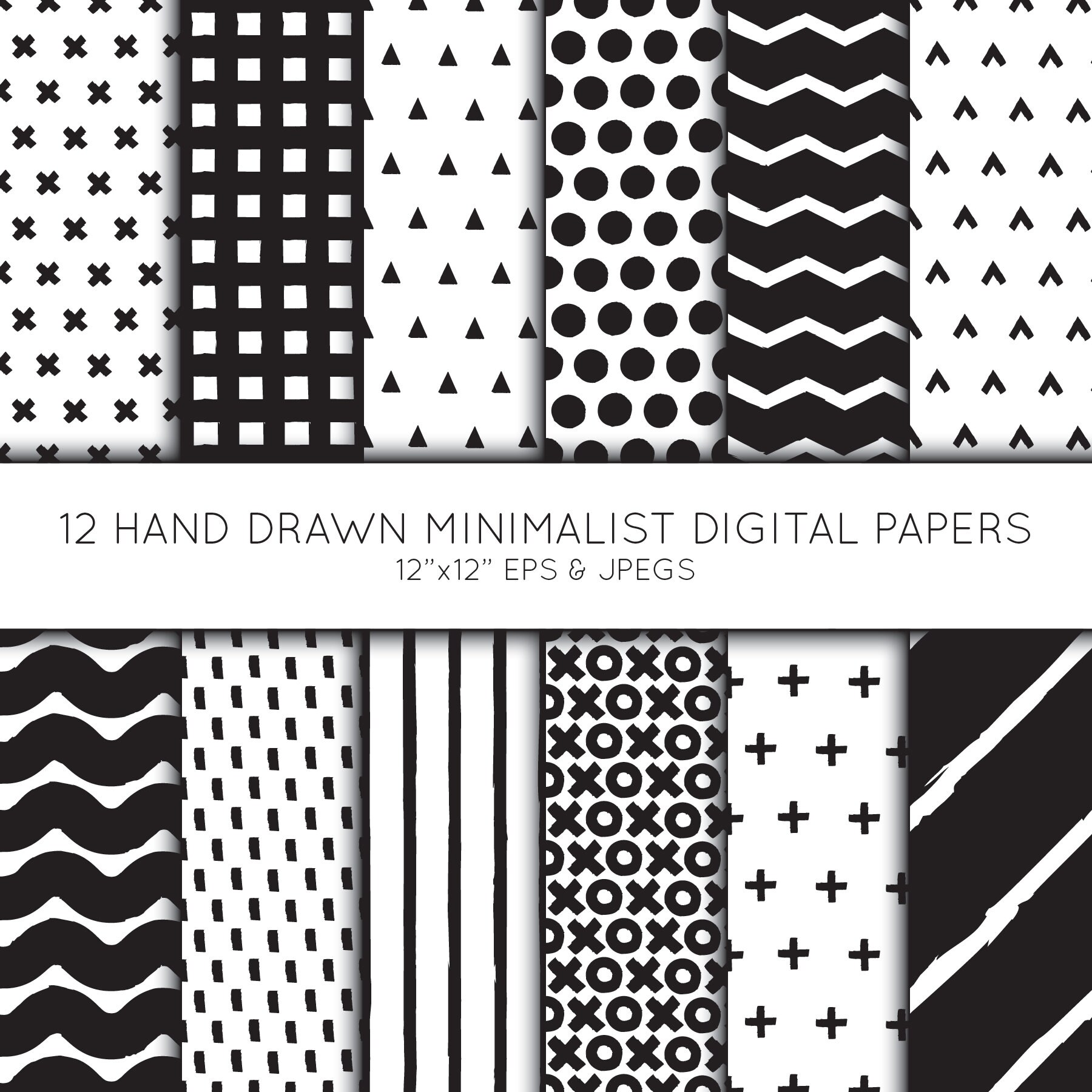 Geometric Digital Paper Minimalist Scrapbook Paper Black and - Etsy