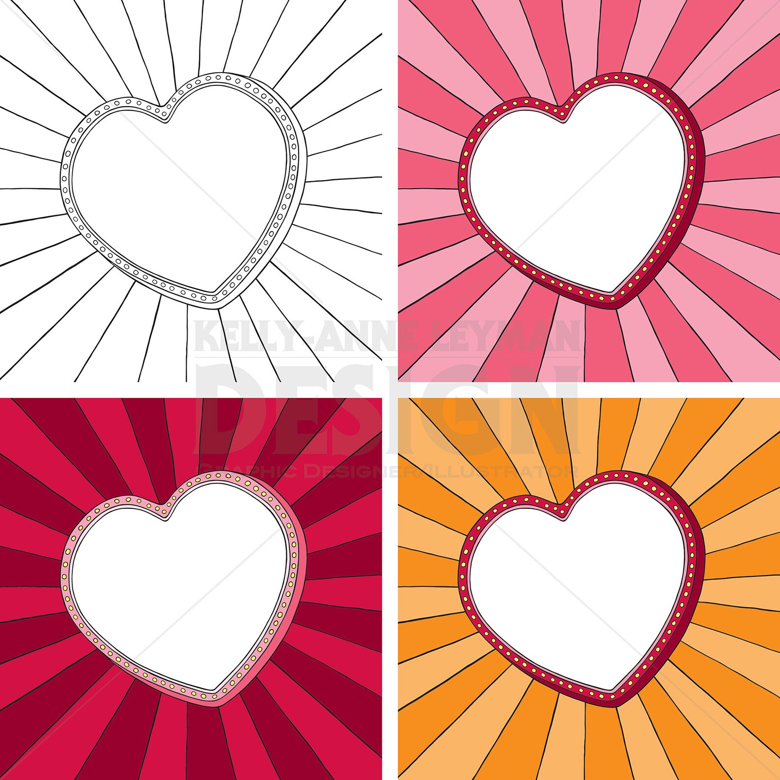 Heart Doodle Digital Frames Clipart, Digital Labels Clip Art Set ...