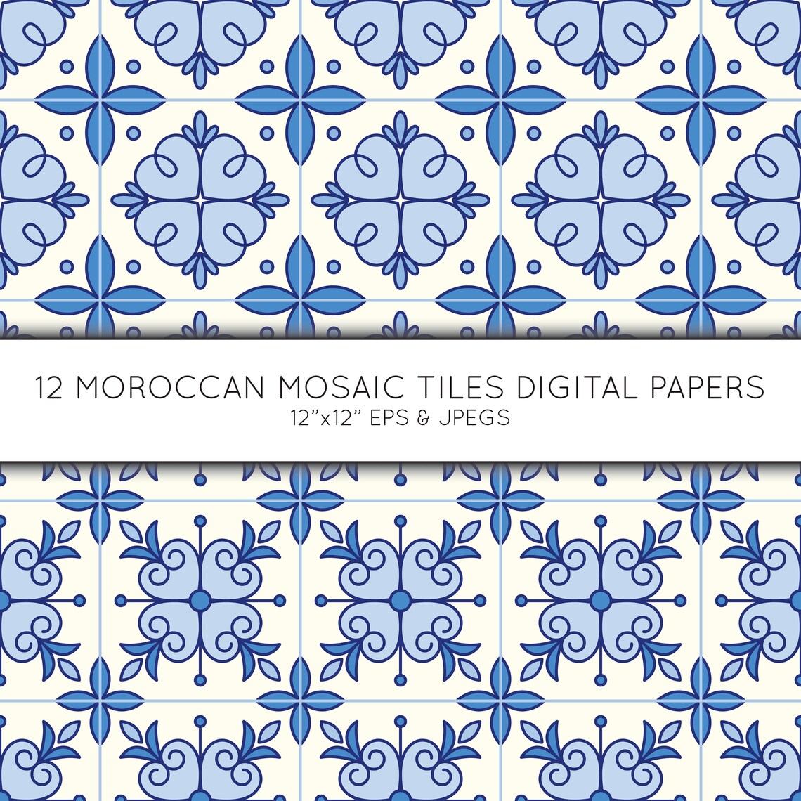Blue Tile Scrapbook Paper Digital Paper Pack Moroccan | Etsy