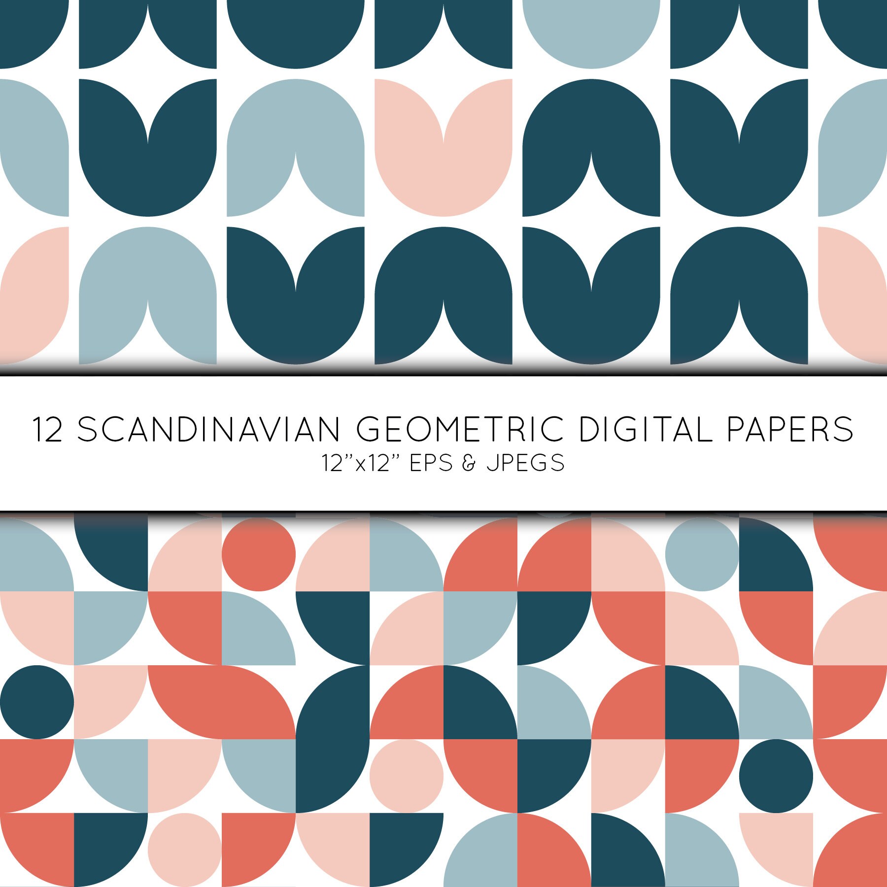 Scandinavian Digital Paper Geometric Scrapbook Paper Digital | Etsy