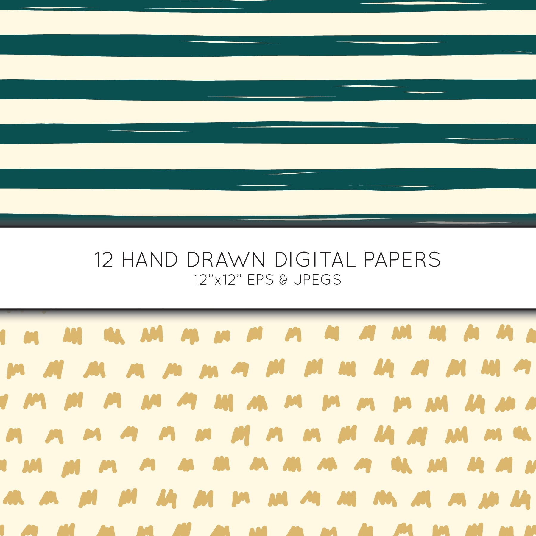 Hand Drawn Scrapbook Paper, Doodle Digital Paper, Minimalist, Boho ...