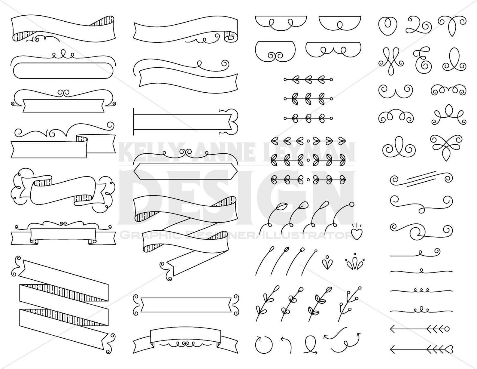 Digital Ribbons Clipart, Digital Labels Clipart, Text Dividers, Banner ...