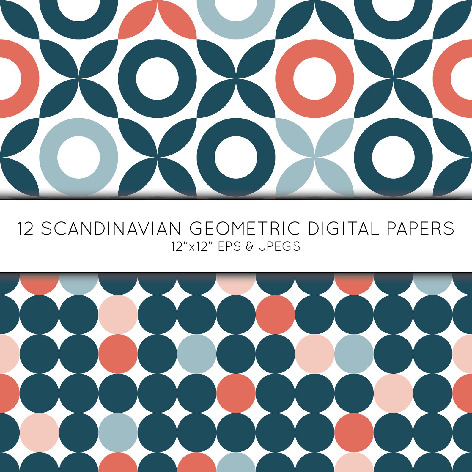 Scandinavian Digital Paper Geometric Scrapbook Paper Digital | Etsy