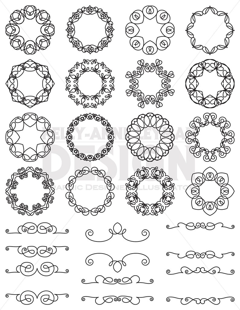 Circle Digital Frames Clipart Digital Labels Clipart Set - Etsy
