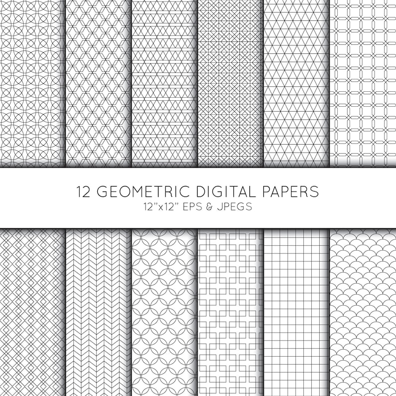 Geometric Digital Paper Geometric Scrapbook paper digital | Etsy