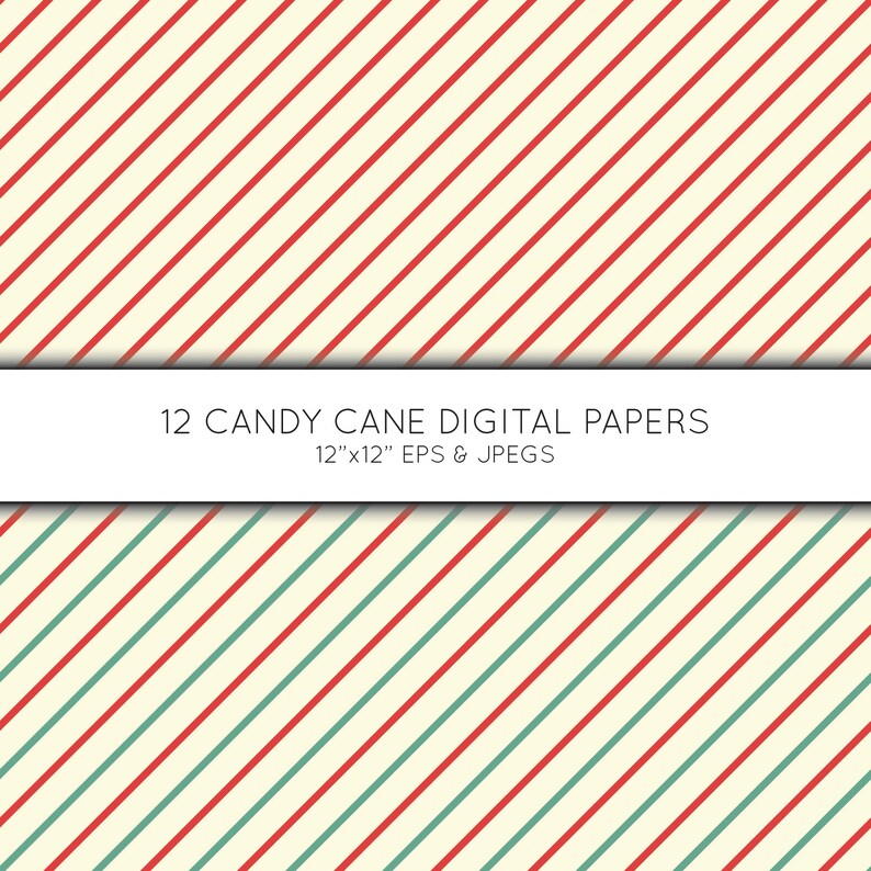 Christmas Digital Paper, Holiday Striped Scrapbook Paper, Digital Paper ...