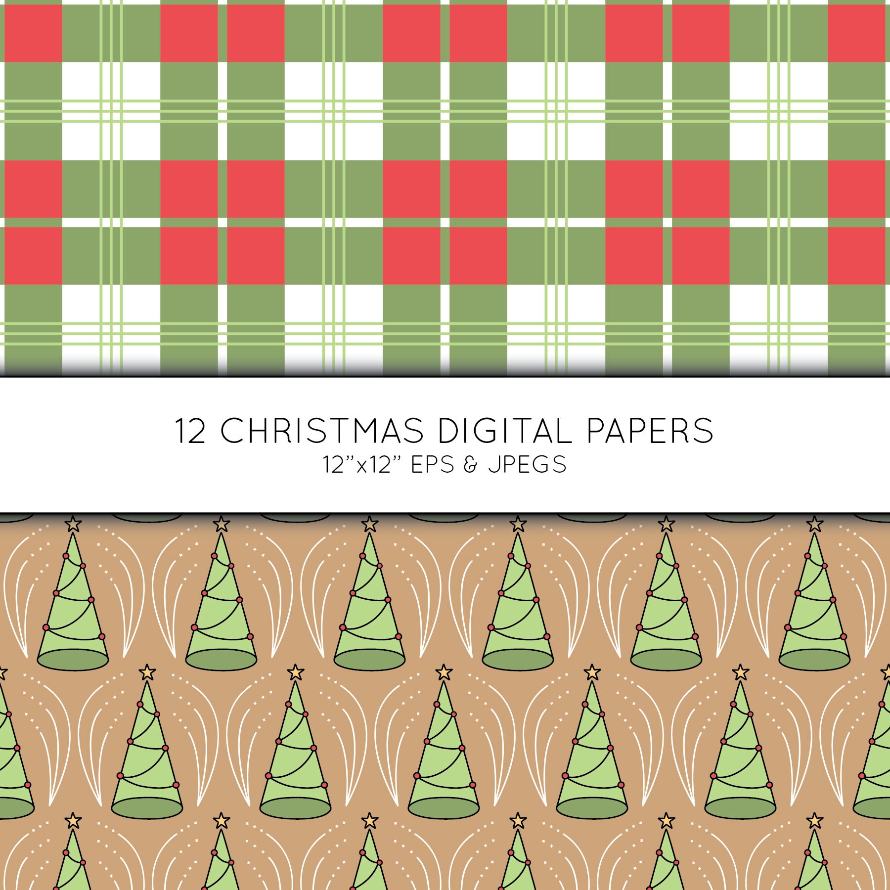Christmas Digital Paper Holiday Scrapbook Paper Digital - Etsy