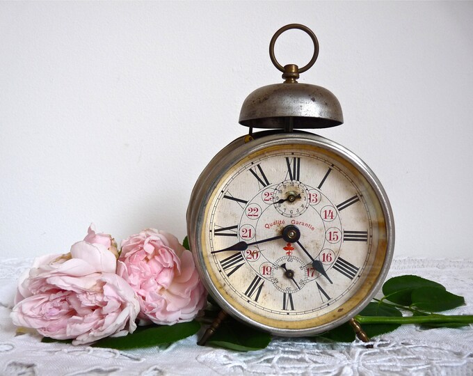 1900 French Antique Alarm Clock , Metal Bell Alarm Clock, French ...
